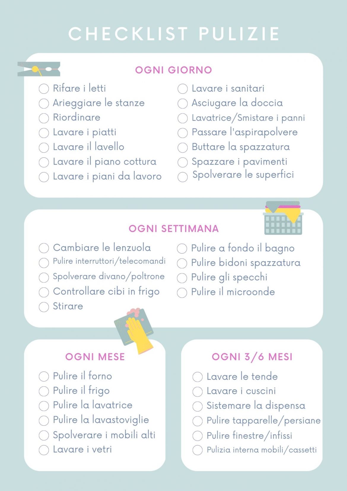 Come organizzare al meglio le pulizie di casa - Anna On The Clouds